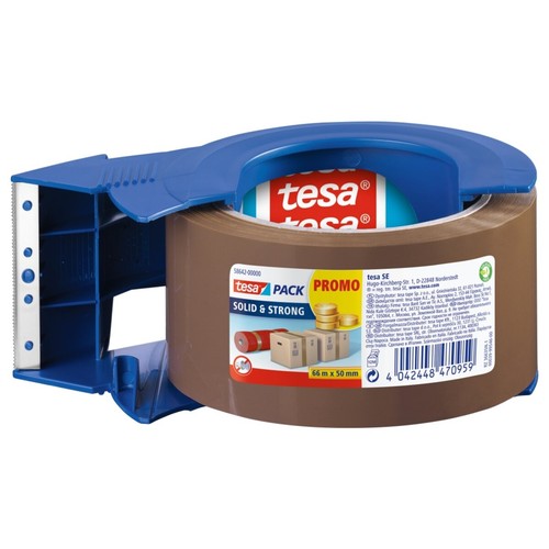 tesa Paketband Solid & Strong 1 Handabroller mit 1 Kleberolle braun 66 ...