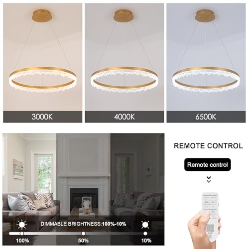 Modern LED Chandelier 23.6in Circular Pendant Light for Kitchen 1 Ring ...