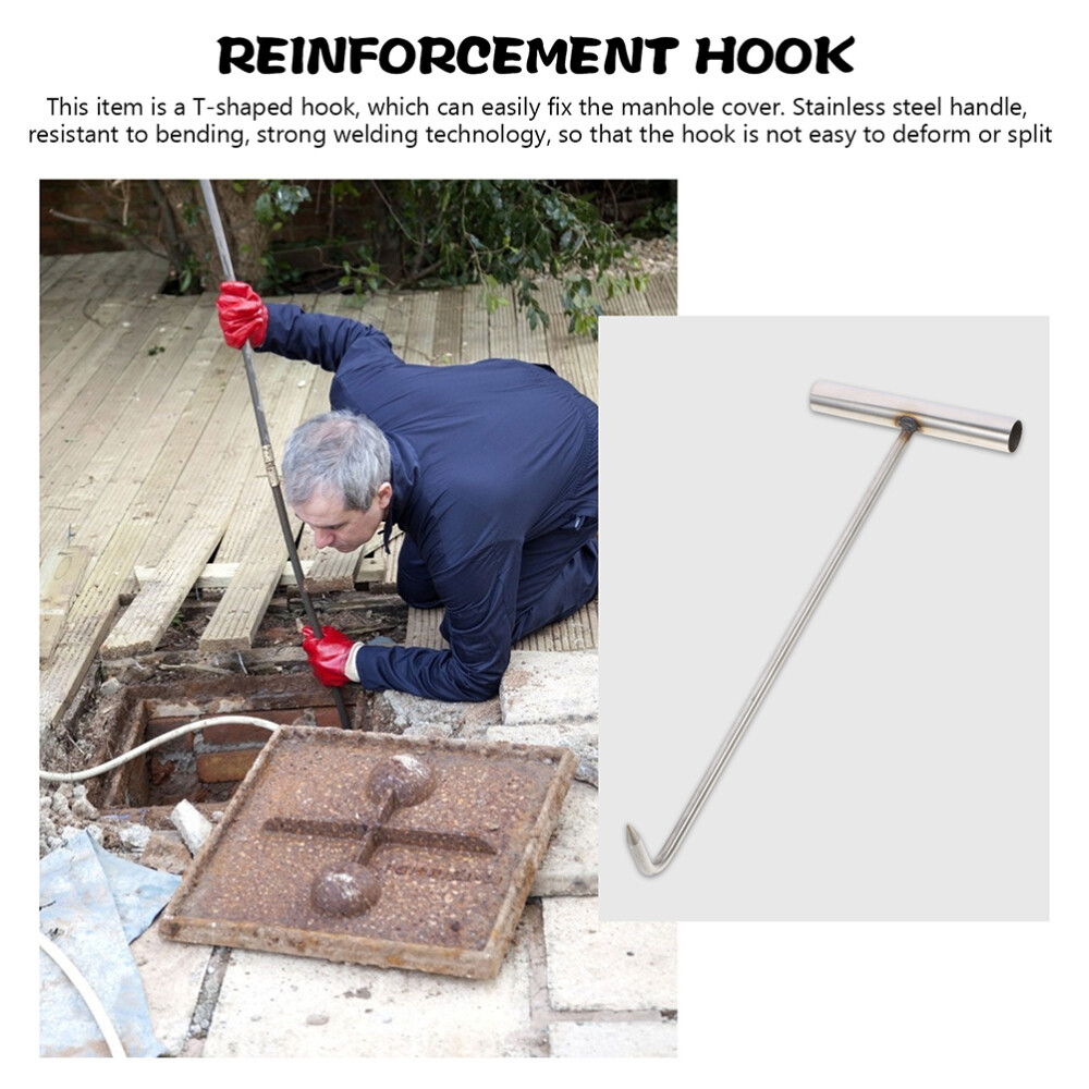 T Handle Lifting Tool Hook Heavy Duty Tension Rod Lifter Door Manhole ...
