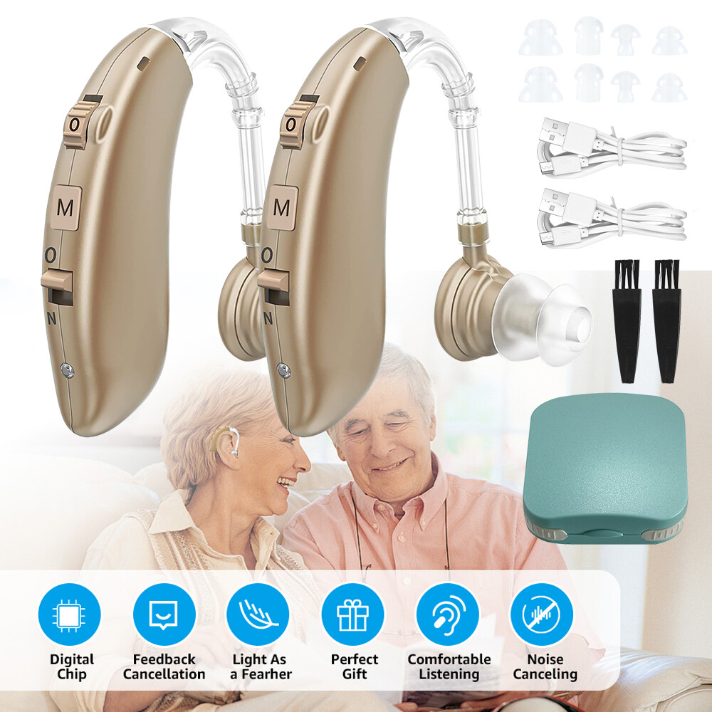 Digital Hearing Aids Rechargeable Behind The Ear Severe Loss Invisible HighPower | eBay