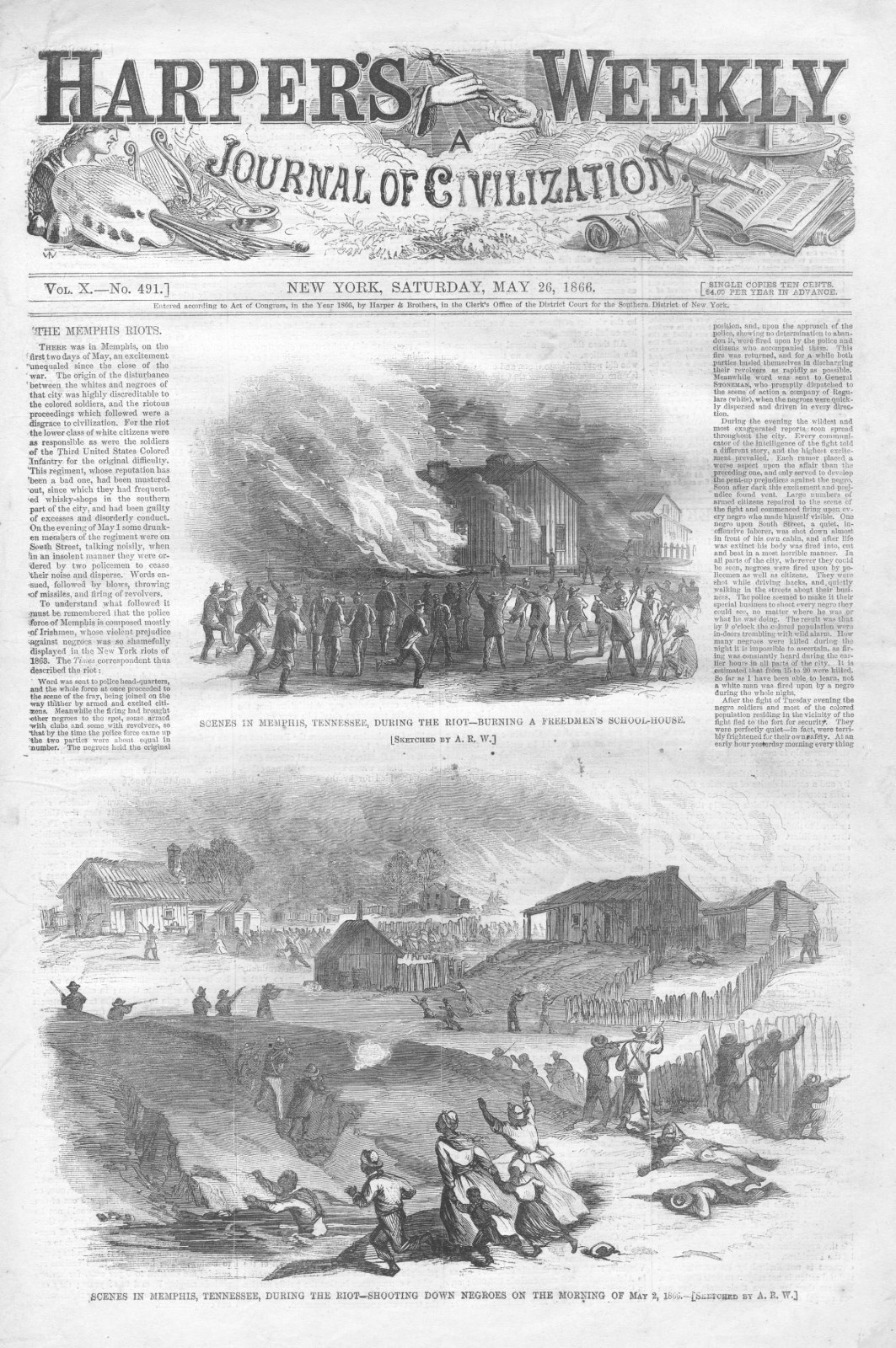 Scenes in Memphis, Tenn. Riots - Burning Freedmen's School - Shootings ...