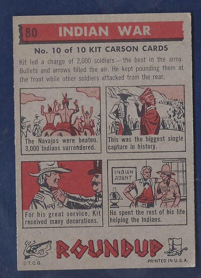 1956 ROUNDUP #80 KIT CARSON INDIAN WAR .99 SH M159 | eBay