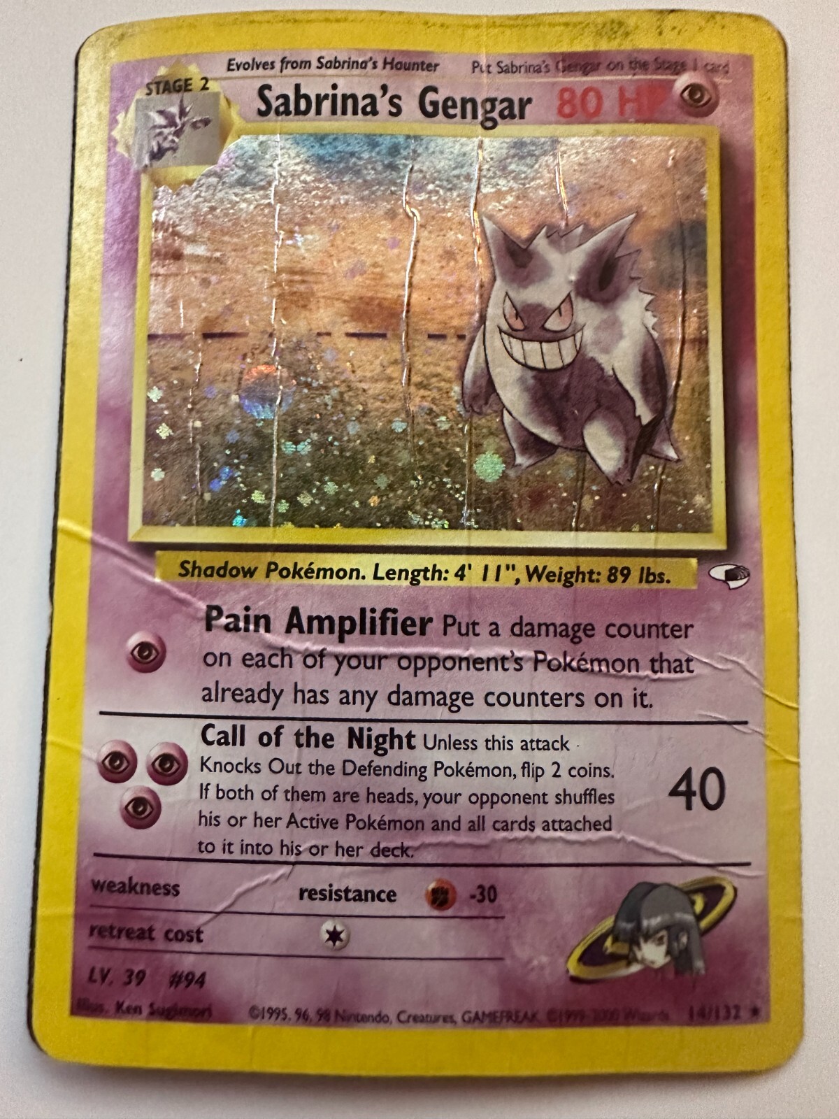 Pokémon TCG Sabrina's Gengar Gym Heroes 14/132 Unlimited Holo Rare DMG ...