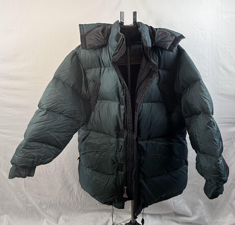 Men’s First Down Puffer Jacket XL Green Hooded Insulated Winter Coat | eBay