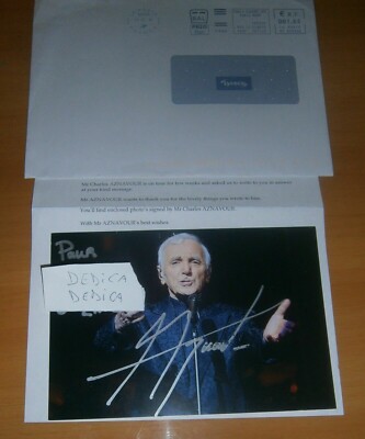 AUTOGRAPH CHARLES AZNAVOUR Signed Autograph Music Singer letter ...