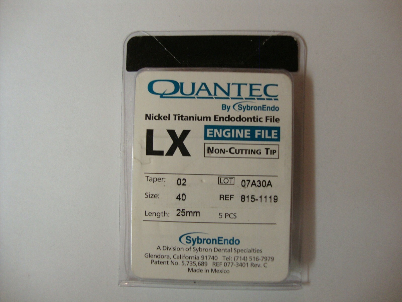 Dental Endo Sybron Quantec Nickel Titanium, Engine File LX, 46 packages ...