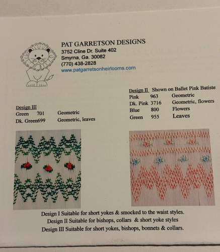 Smocking Plate #249 TAYLOR by Pat Garretson - New | eBay