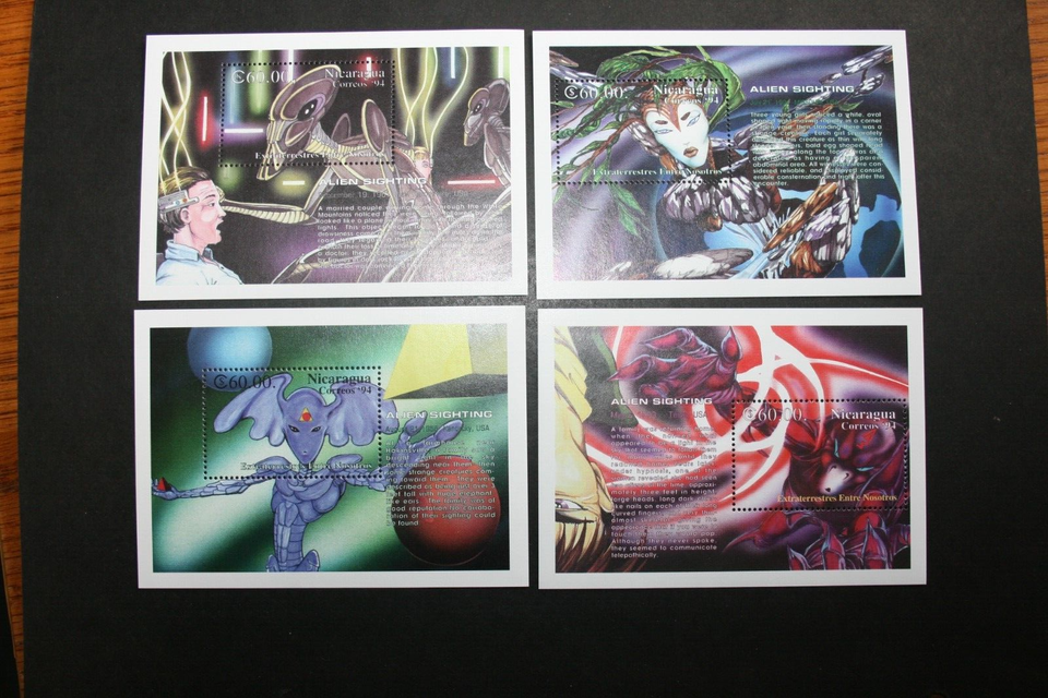 Alien Space Sightings Nicaragua #2020 - 2027 Mint NH Souvenir sheet ...