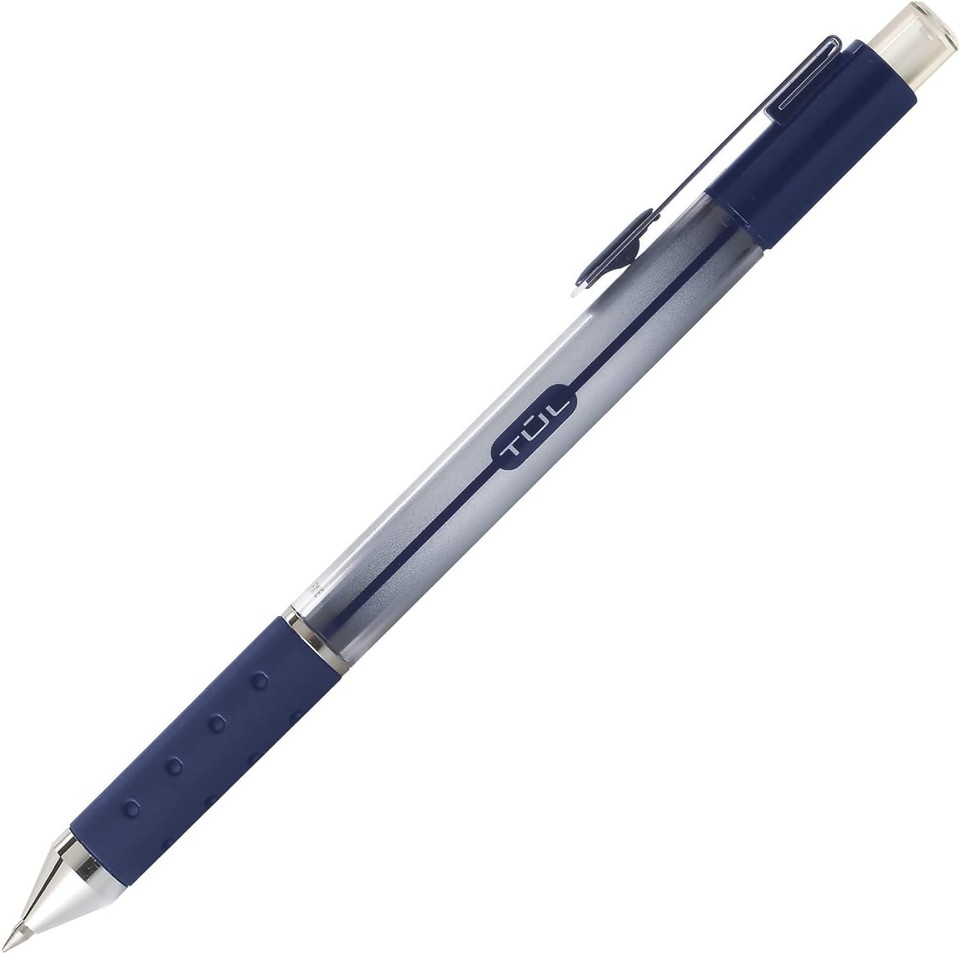 TUL Gel Pens, Retractable, Fine Point, 0.5 mm, Gray Barrel, Blue Ink ...