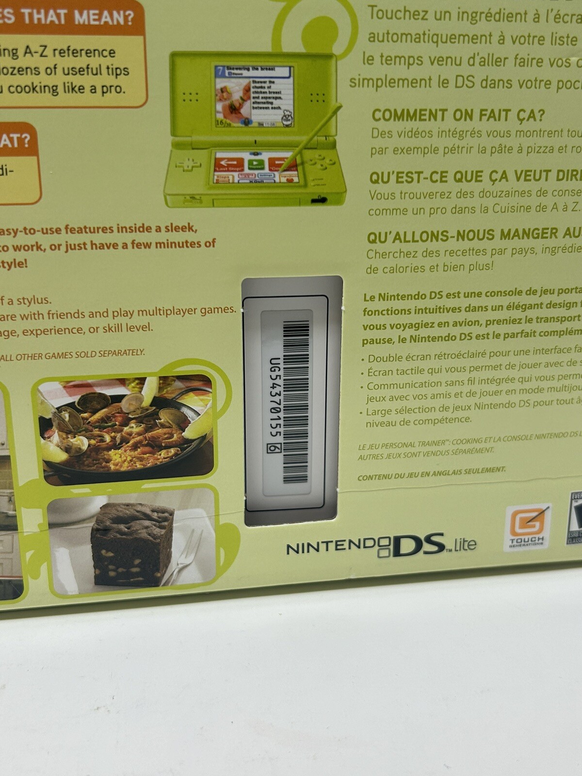 Nintendo DS Lite Personal Trainer: Cooking Special Edition 4MB Green ...