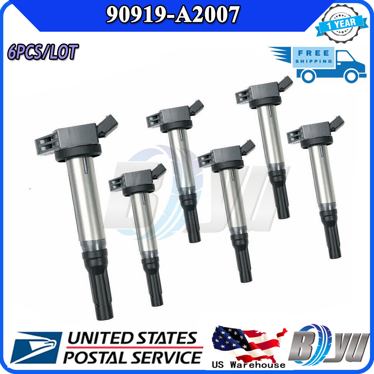 90919-A2007 Pack of 6pcs Ignition Coil For Toyota Camry Avalon Sienna ...