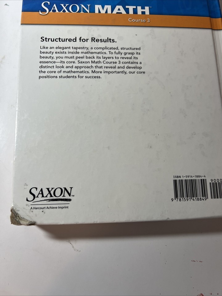 Saxon Math Course 1, 2, & 3, Student TEXTBOOKS (2007) no Writing, Cover ...