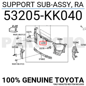 53205KK040 Genuine Toyota SUPPORT SUB-ASSY, RA 53205-KK040 | eBay