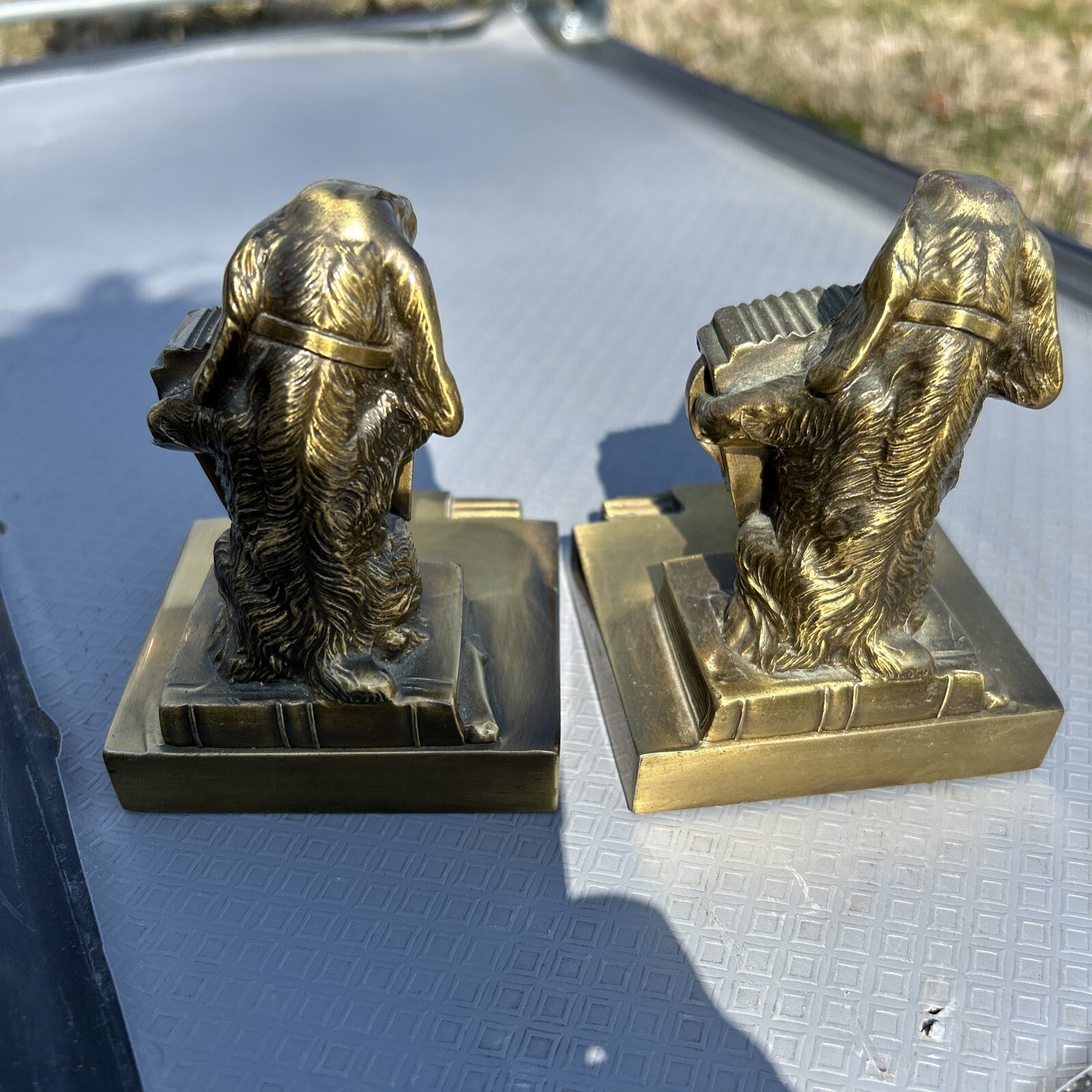 J BJenning Bro Brass bookends Antiques Retro, accordion dogs Art Deco ...