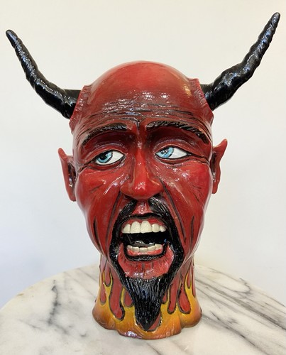Red Devil Face Jug - McKay Pottery Scary Halloween Decor Satan Creepy Spooky Odd | eBay