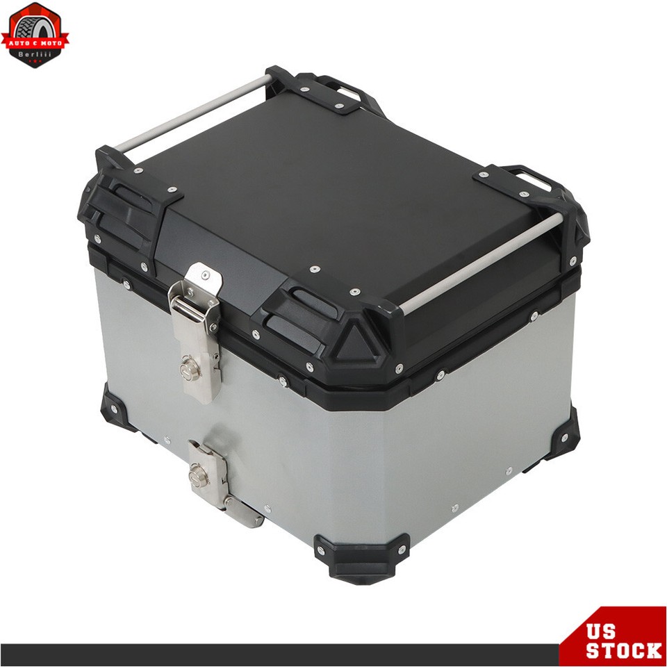 Motorcycle Aluminum Trunk Rear Top Case Luggage Tour Tail Tool Box Lock ...
