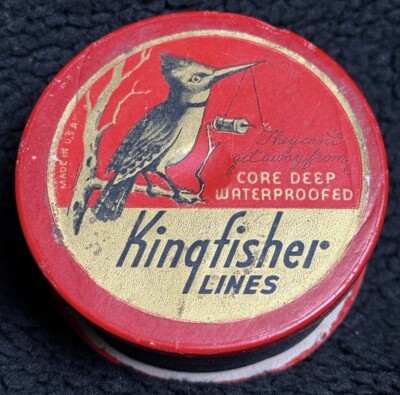 Vintage Kingfisher Black Wonder No.6 Wooden Fishing Line Spool Rare Ht ...