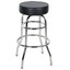 Silver Double Ring Barstool with 3 1/2" Thick Black Vinyl Padded Swivel Seat | eBay