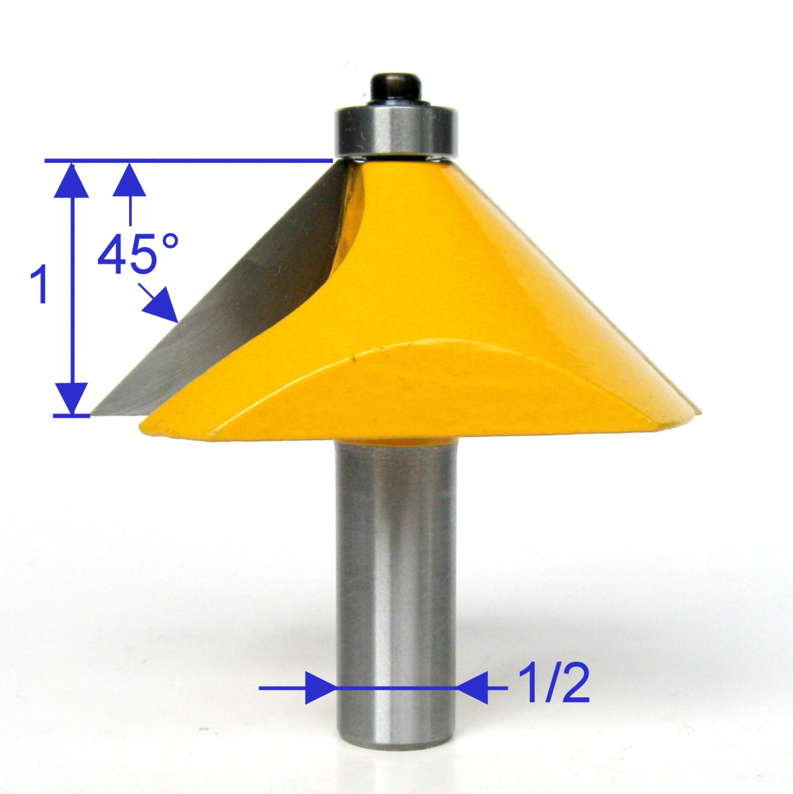 1 PC 1/2" Shank 1" Cutting Depth Edge Forming 45° Chamfer Router Bit ...