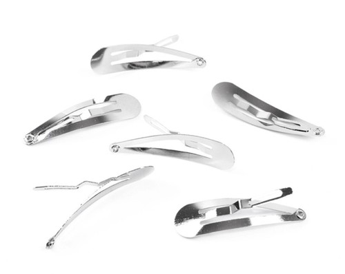 10 pc. DIY oval snap clips for hair clips Metal 2" Heavy duty silver ...