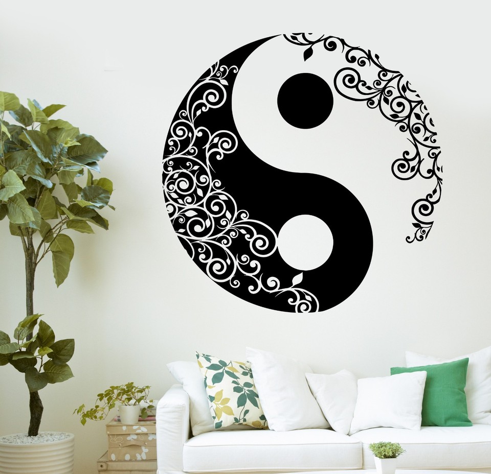 Wall Sticker Buddha Yin Yang Floral Yoga Meditation Vinyl Decal (z2897 ...