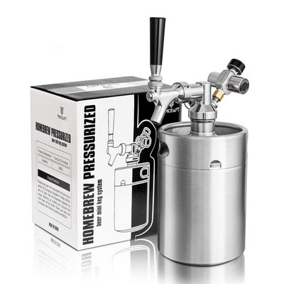 64oz Pressurized Mini Keg Growler, Portable Stainless Steel Home Keg ...