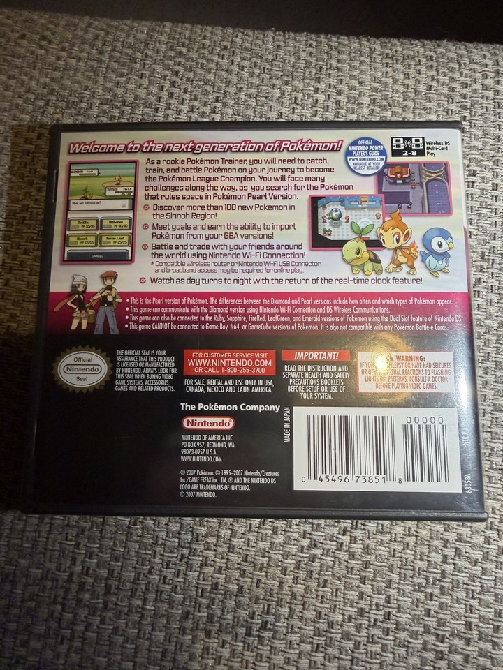 BRAND NEW Pokemon Pearl Factory Sealed Pal English Version (Nintendo DS ...