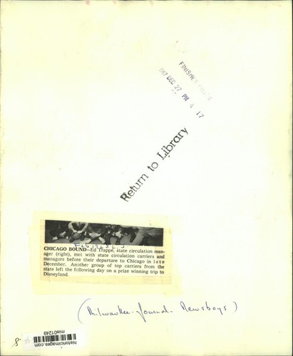 1967 Press Photo Milwaukee Journal state circulation manager E Trappe ...