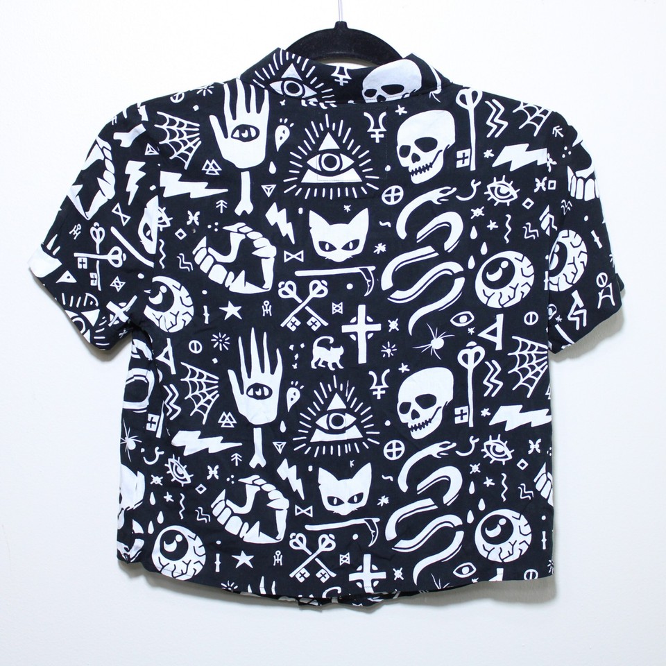 Women's All Seeing Eye Illuminati Skulls Streetwear Button-up T-shirt ...