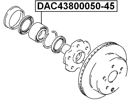 Rear Wheel Bearing 43X80X50X45 Febest DAC43800050-45 OEM 90369-43005 | eBay