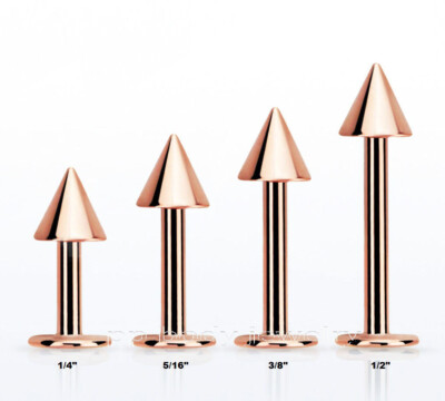 14G Rose Gold IP 316L Surgical Steel Labret Spike Top Labret Stud | eBay