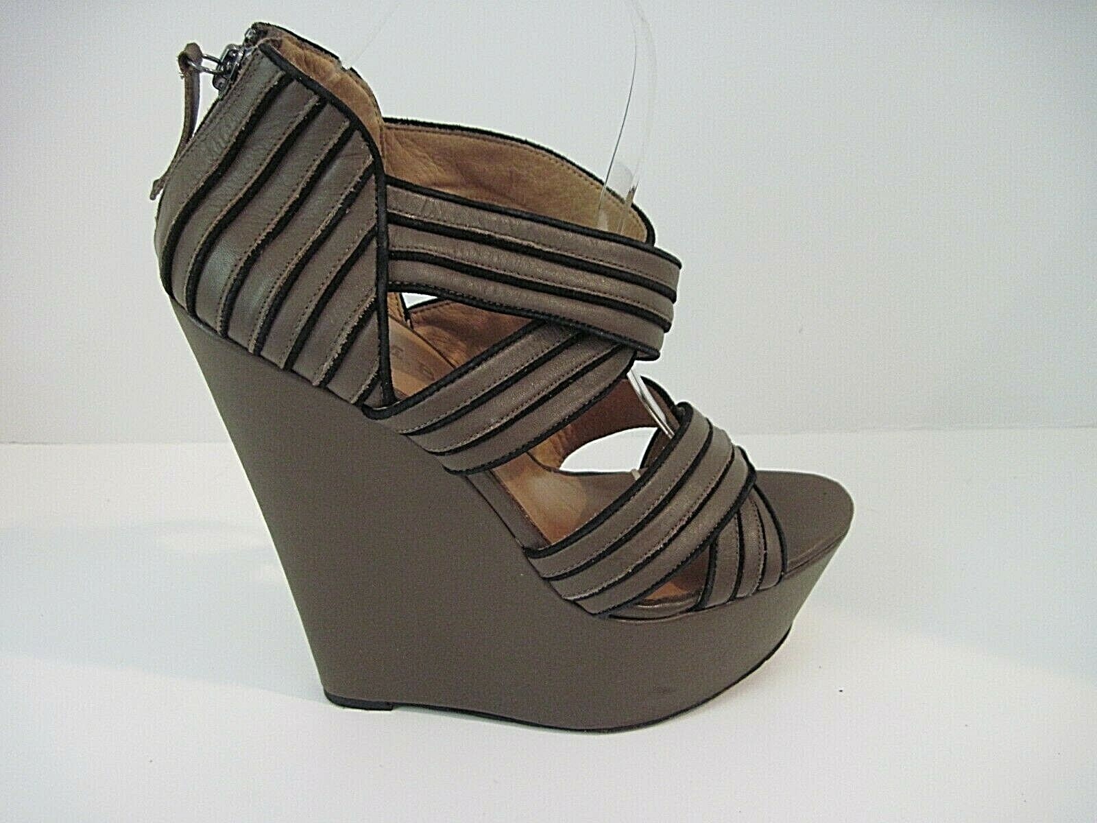 Lamb Bernadette Brown Leather Wedge Designer Sandals … - Gem