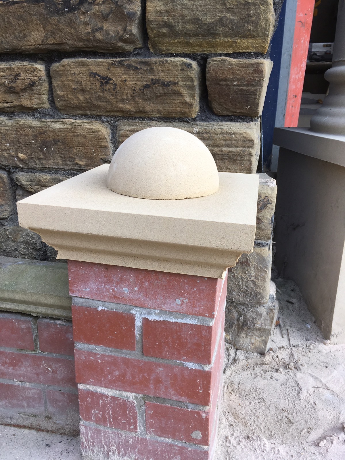 Cast stone pier caps 1 brick pillar 225mm X 225mm + 6" Half Ball | eBay UK