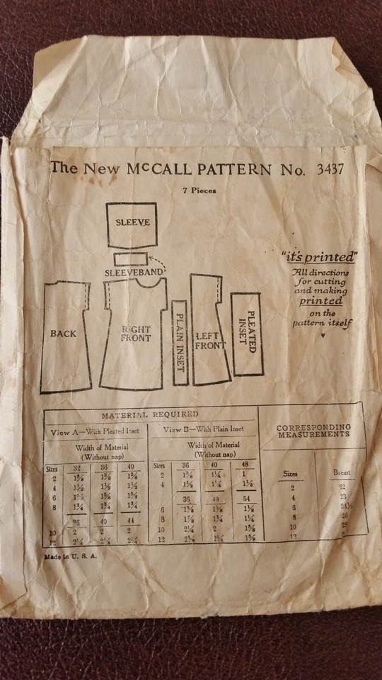 Antique Sewing Pattern # 3437 Girl's Dress | eBay