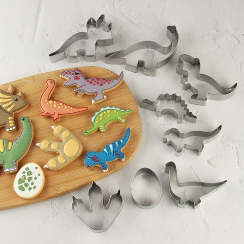 Rust-free Dinosaur Shaped Cookie Cutters Cutter Set Fun Biscuit Molds ...