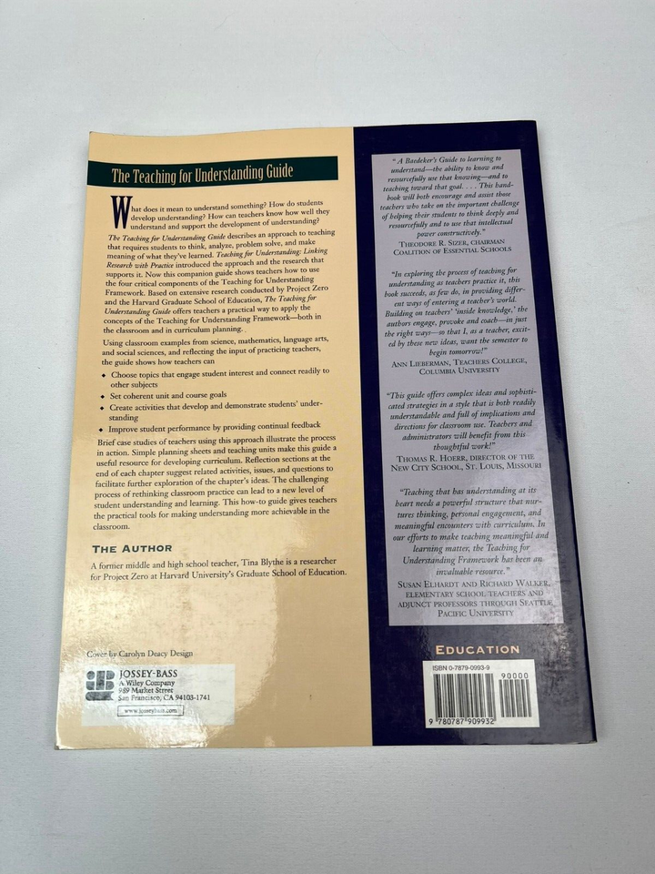 The Teaching for Understanding Guide (Jo... by Blythe, Tina Paperback ...