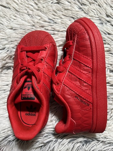 Adidas Infant Superstar Triple Red Shoes Size 7K (PS) kids toddler ...
