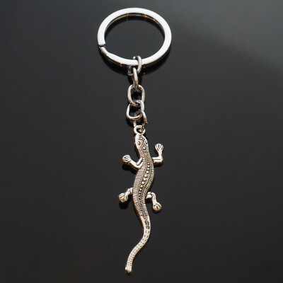 Lizard Gecko Salamander Silver Charm Pendant Keychain Key Chain Ring ...