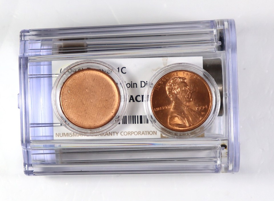 Official US Mint Coin Die Cancelled Defaced 1994 Denver 1C With Blank ...