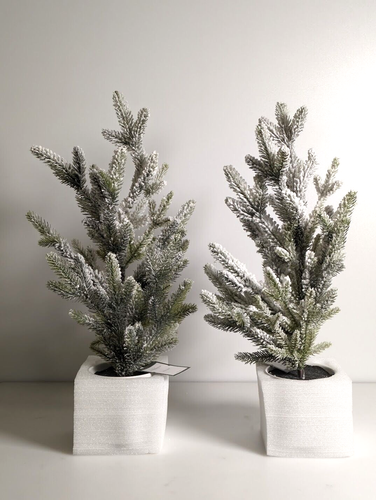 Threshold 22" Artificial Christmas Faux Tree with White Snow Potted ...