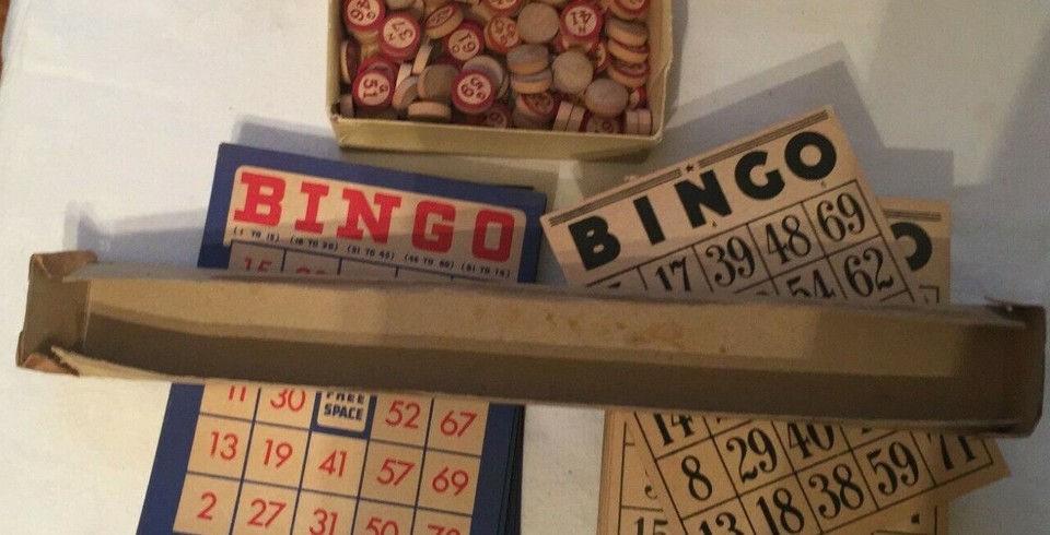 Bingo Game Set Vintage Milton Bradley No 4148 from 1930's Original Box ...