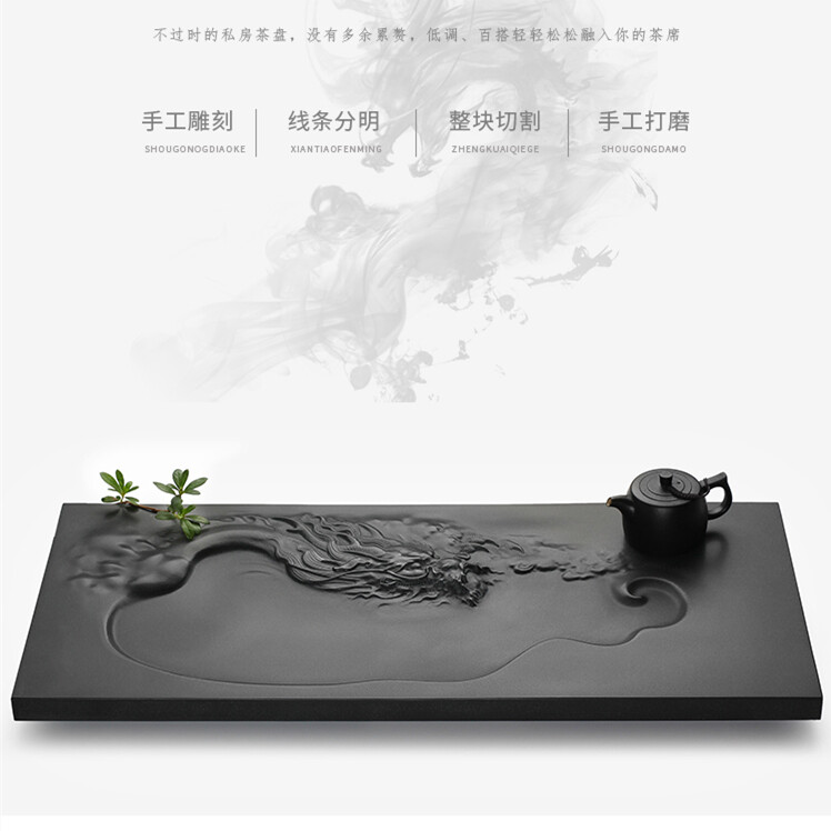 heavy stone tea tray hand carved dragon relief vivid weighted tea table ...