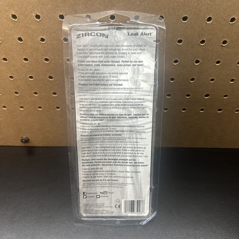 Zircon Leak Alert Electronic Water Detector Loud Alarm Floats & Signals ...