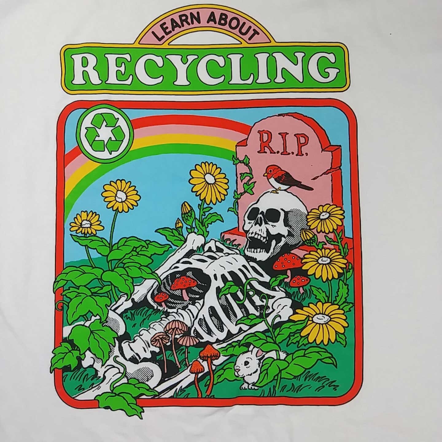 Learn About Recycling Skeleton Grave White T-Shirt Si… - Gem