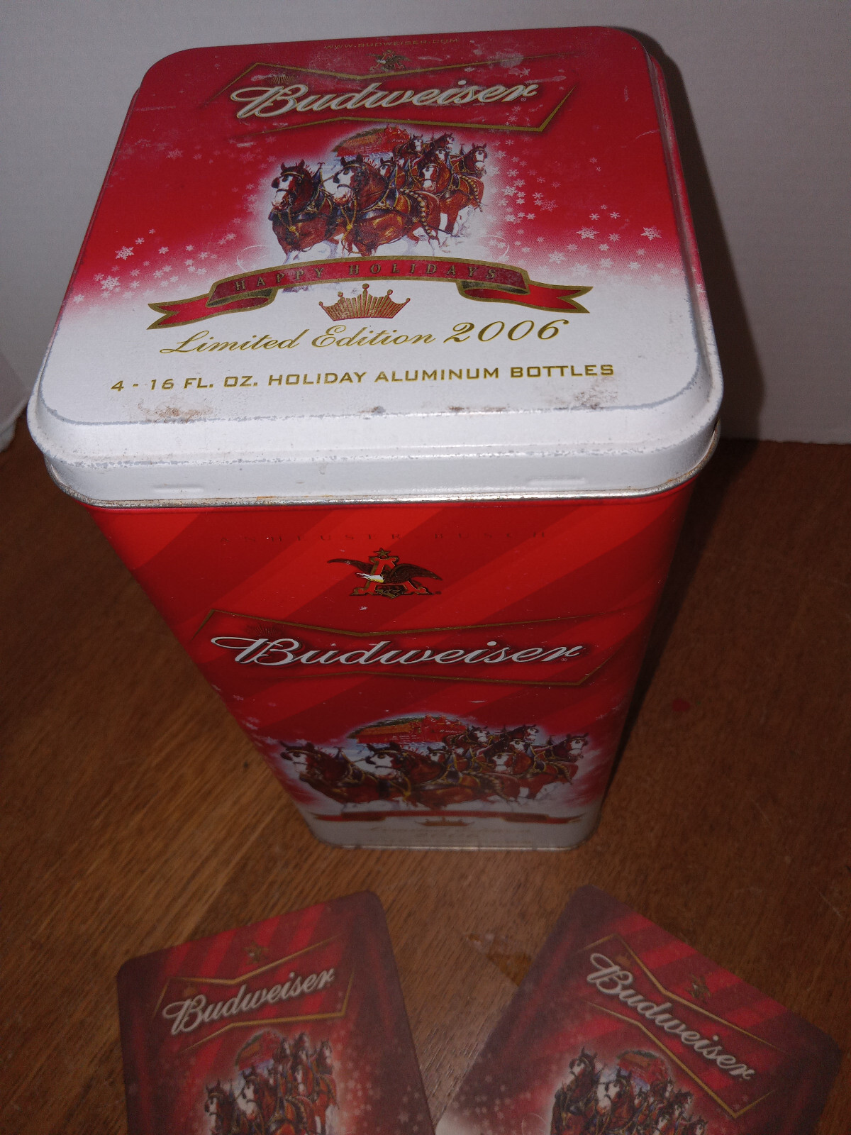 2007 Limited Edition Budweiser Happy Holiday Aluminum 4 Bottles & 2 ...
