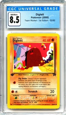 CGC 8.5 NM/MINT+ Diglett Team Rocket 1st Edition 2000 Pokemon WOTC 52/ ...
