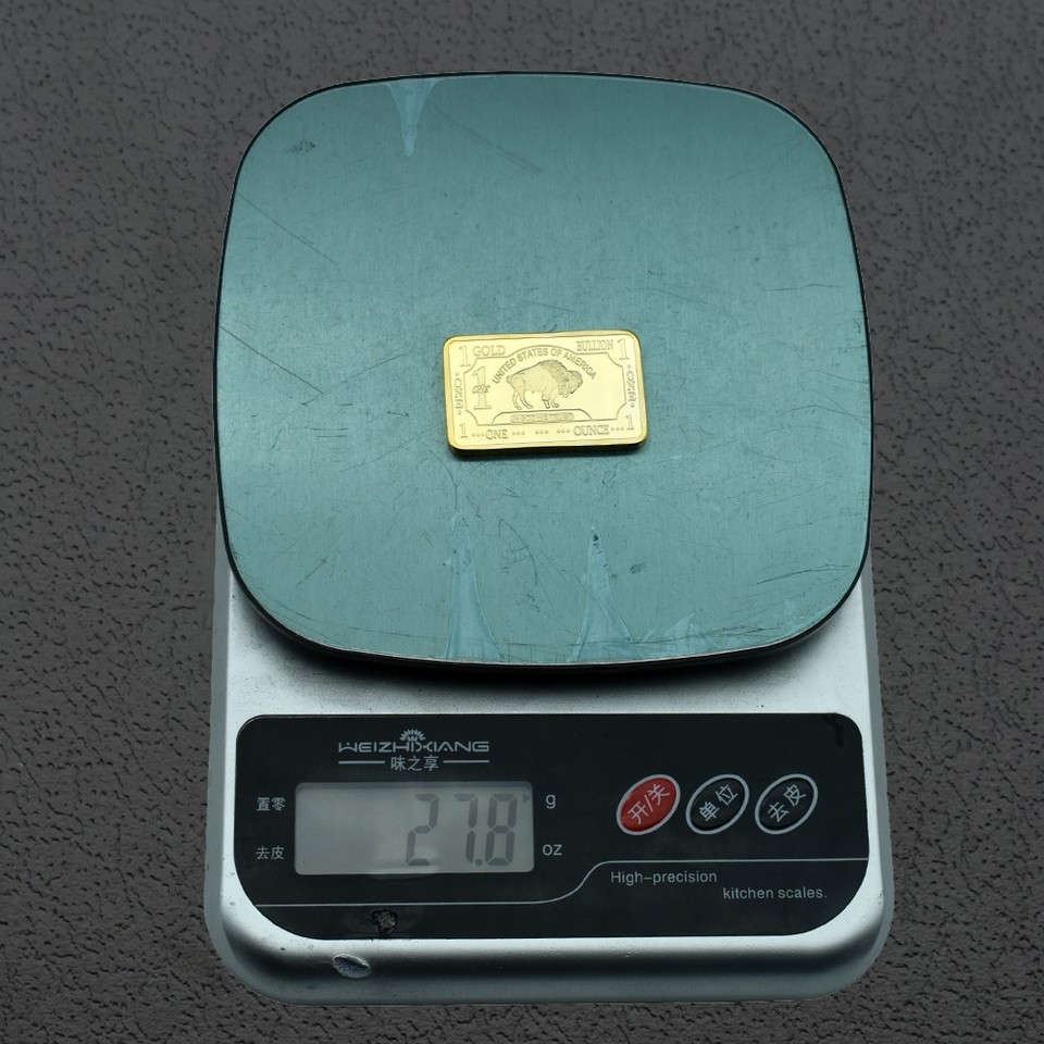 2pcs Buffalo Bullion Bars - Gold & Silver Square Coins Souvenir Medals ...