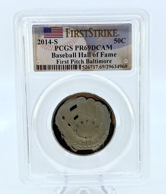 2014-S PCGS PR70 DCAM Baseball HoF First Pitch Baltimore 50C Coin | eBay
