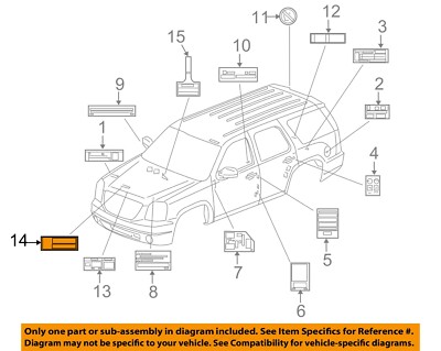 GM OEM 07-14 Escalade ESV Information Labels Labels-Caution Label ...