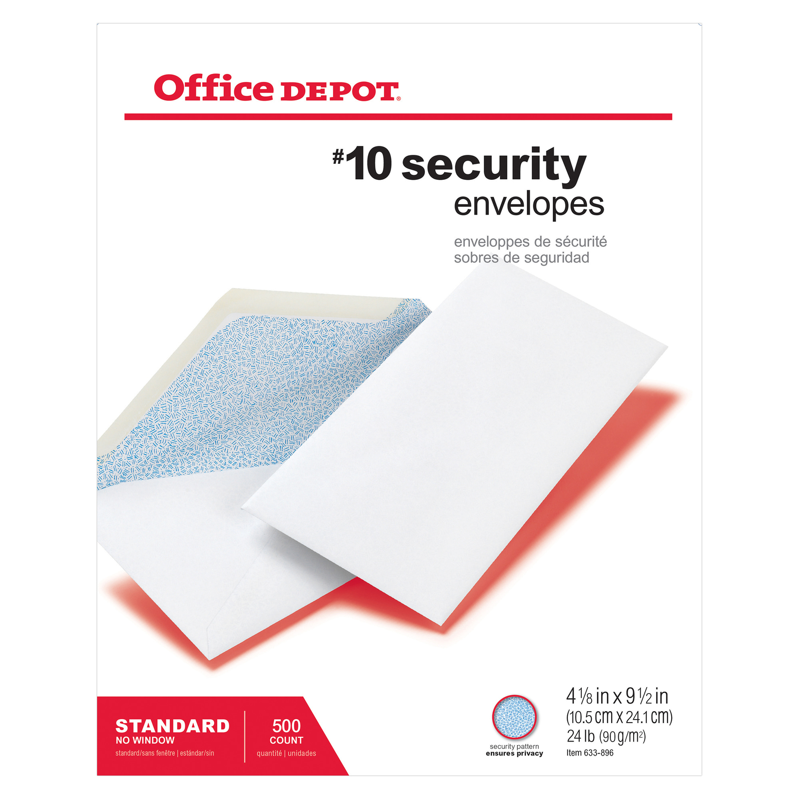 Office+Depot+ODP77128+Brand+10+Security+Envelopes+%2C+4-1%2F8+in+x+9-1 ...